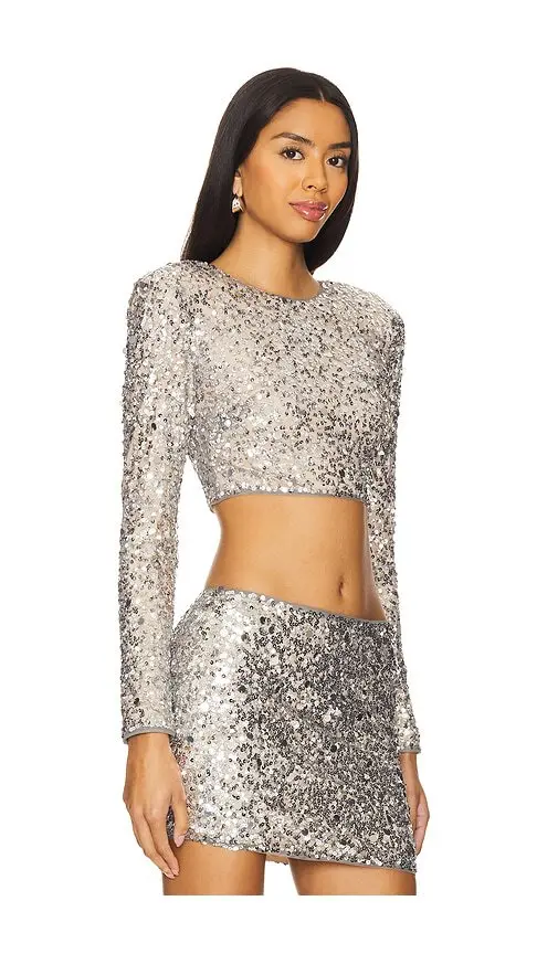 LOVERS AND FRIENDS Crystal Sequin Cropped Top