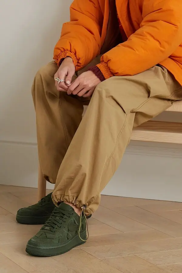 Nike Billie Eilish Air Force 1 Paneled Suede And Shell Sneakers - Army Green