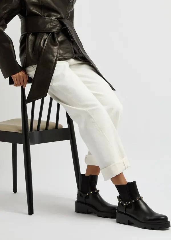 Valentino Garavani Rockstud Leather Ankle Boots