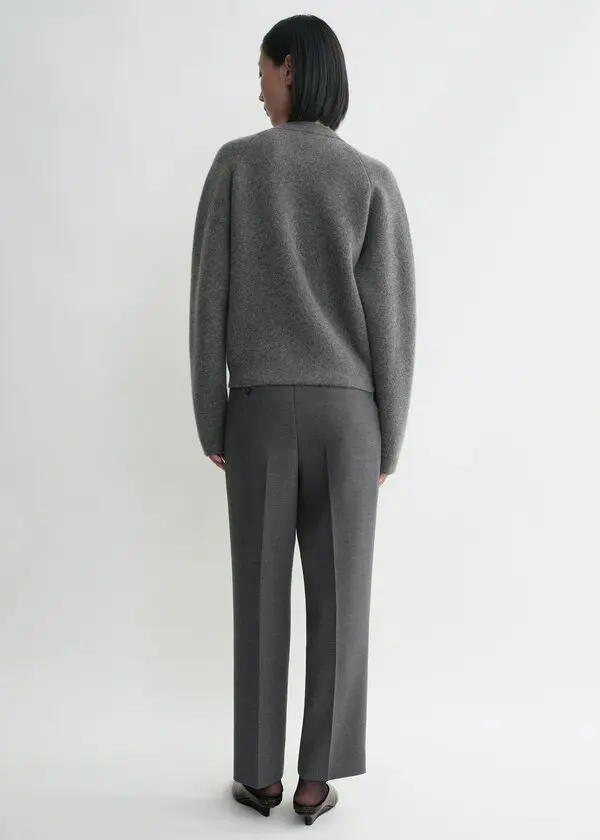 TOTEME Hammered Button Cardigan - Grey Melange