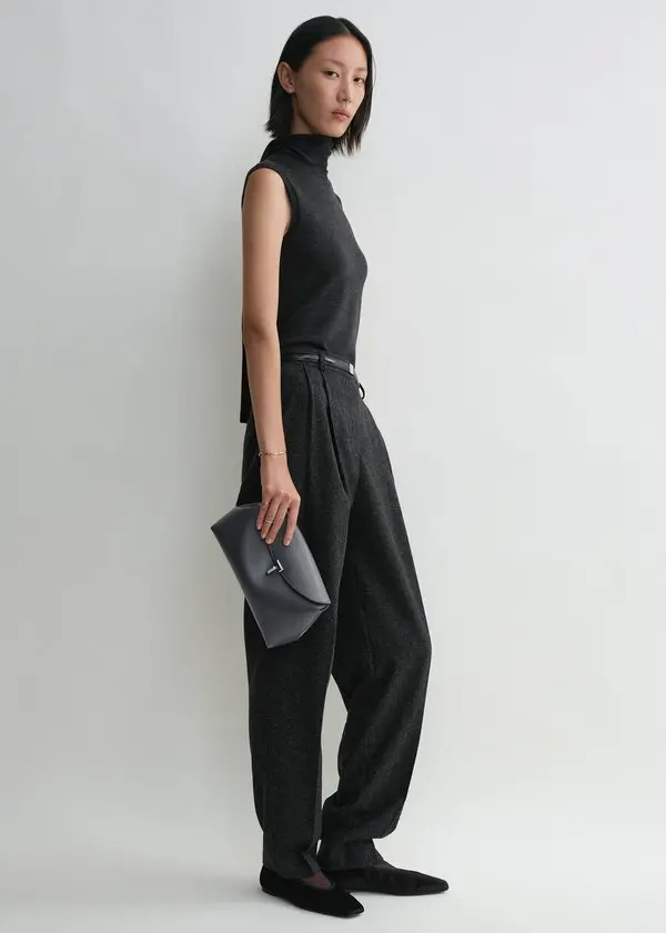 TOTEME T-lock Leather Clutch - Grey