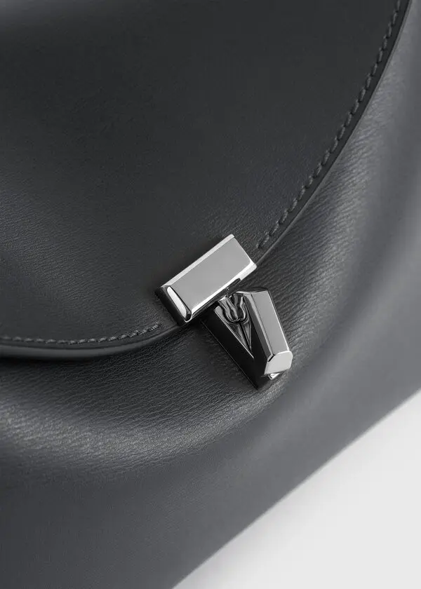 TOTEME T-lock Leather Clutch - Grey