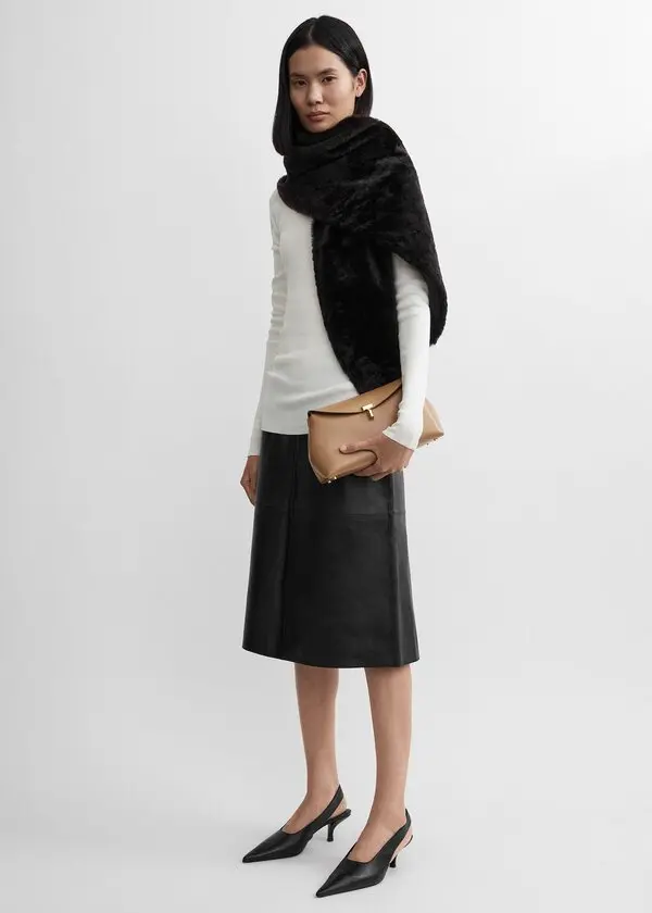 TOTEME T-lock Leather Clutch - Beige