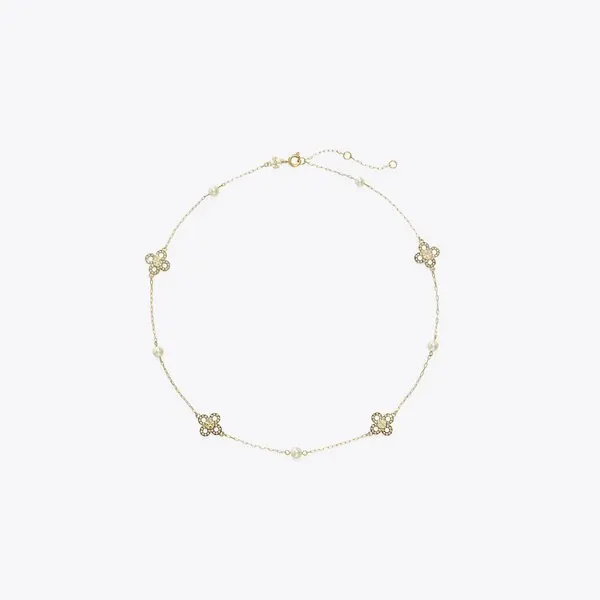 Tory Burch Forget Me Not Pearl Necklace - Tory Gold/pearl/crystal
