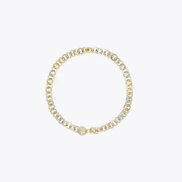 Tory Burch Icon Pavé Chain Necklace - Tory Gold/tory Silver/crystal