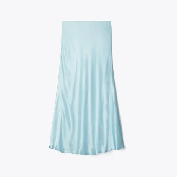 Tory Burch Satin Skirt - Blue Celeste