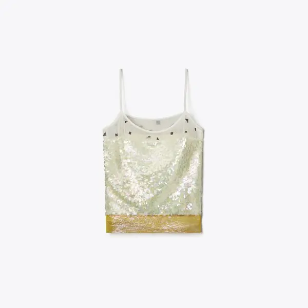 Tory Burch - Embroidered Lamé Slip Top