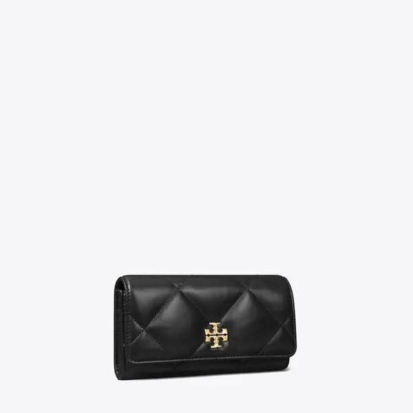Tory Burch Kira Diamond Quilt Flap Wallet - Black