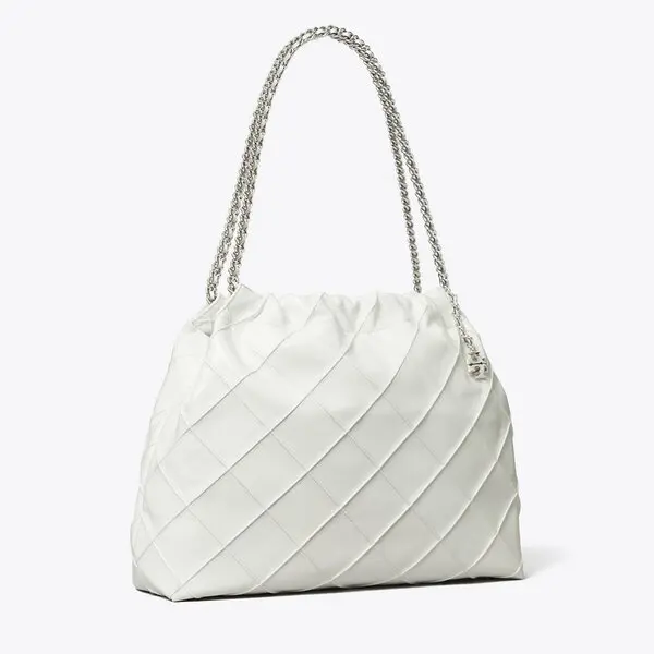 Tory Burch Fleming Soft Distressed Hobo Bag - Blanc