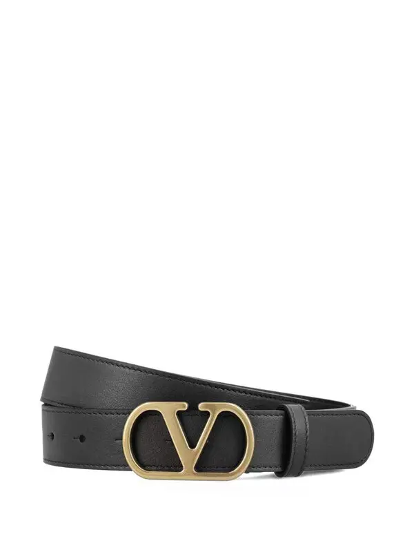 Valentino Garavani Logo-buckle Leather Belt - Black