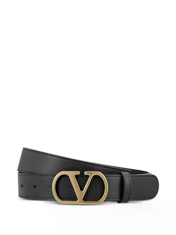 Valentino Garavani Logo-buckle Leather Belt - Black