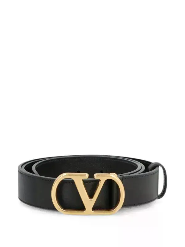 Valentino Garavani Logo-buckle Leather Belt - Black