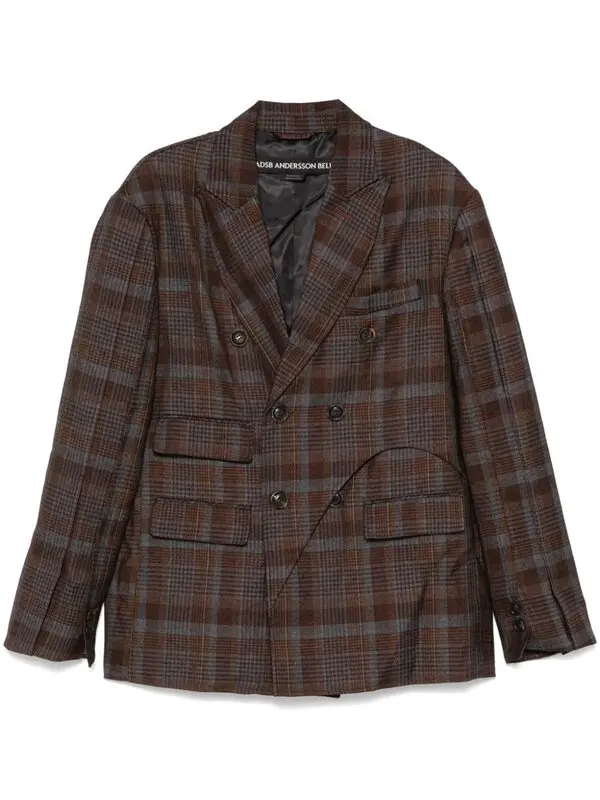 Andersson Bell Soe-check Double-breasted Blazer - Brown