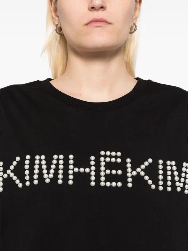 KIMHEKIM Faux Pearl Embellishment Logo T-shirt