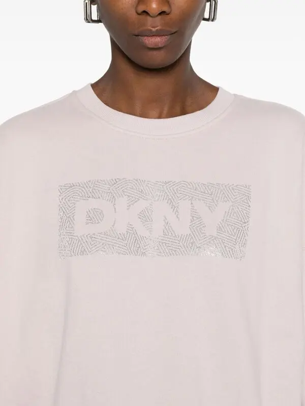 Dkny Logo-embellished Sweatshirt - Pink