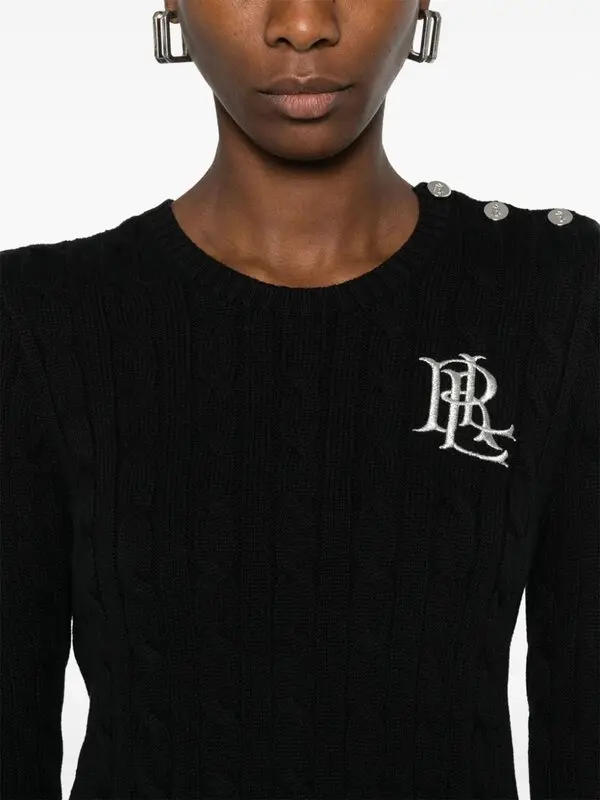 Ralph Lauren Montiva Cable Knit Sweater - Black