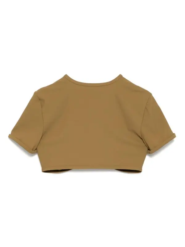 Christopher Esber Ruched Orbit Crop T-shirt - Brown