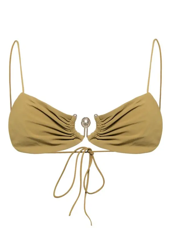 Christopher Esber Ruched Orbit Miniscule Bikini Top - Brown