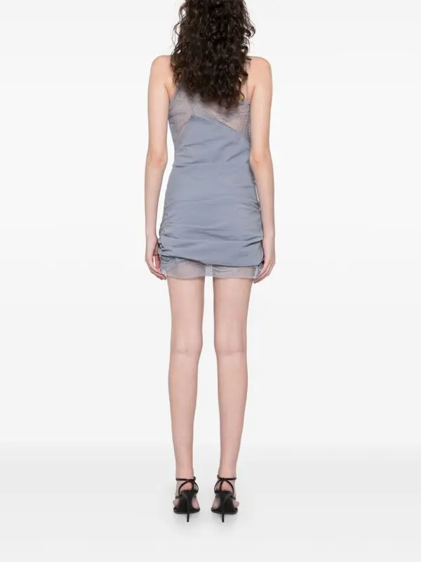 mesh asymmetrical dress Black Ruched Mesh One Shoulder Asymmetric Dress