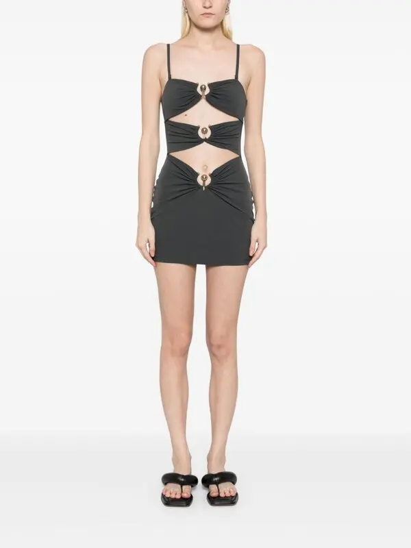 Christopher Esber Pierced Orbit Mini Dress - Grey