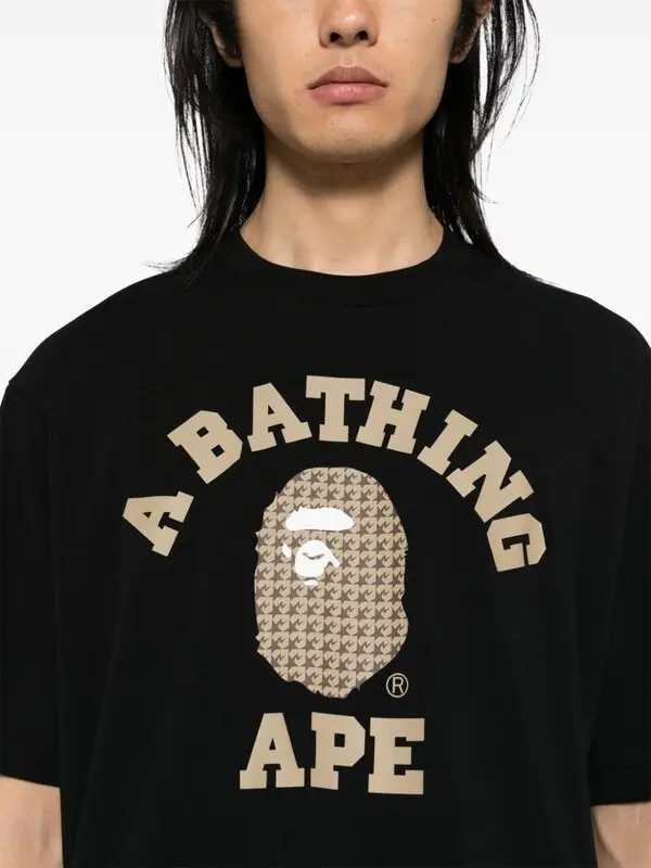 A BATHING APE Sta Houndstooth College Tee