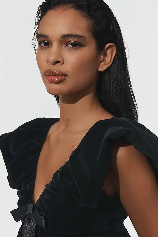 Buy Endless Rose Velvet Bow Mini Dress - Black At 59% Off | Editorialist