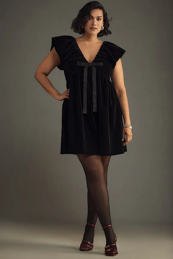 Buy Endless Rose Velvet Bow Mini Dress - Black At 59% Off | Editorialist