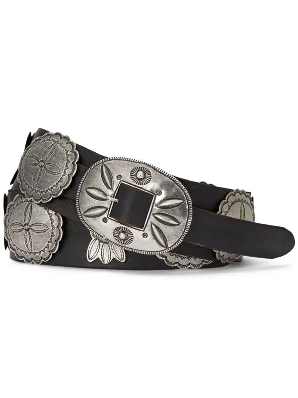 Ralph Lauren Purple Label Concho Leather Belt - Black