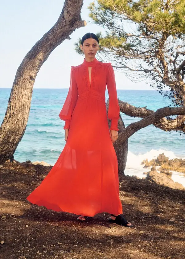 ME+EM Silk Maxi Dress - Orange