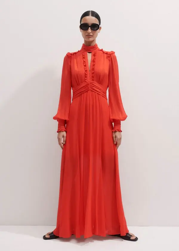 ME+EM Silk Maxi Dress - Orange