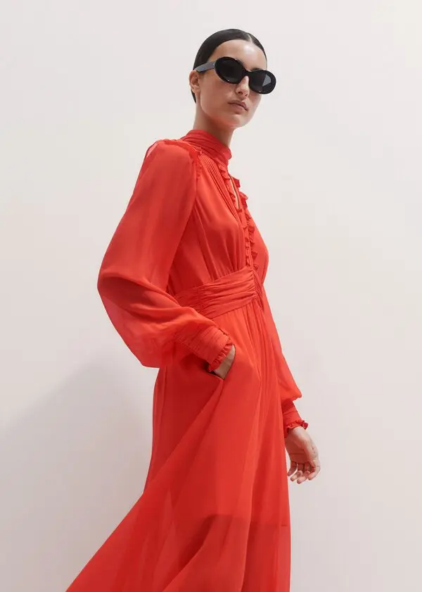 ME+EM Silk Maxi Dress - Orange