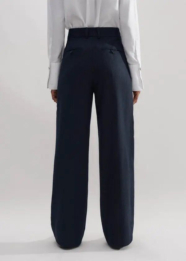 ME+EM Pinstripe Flannel Trousers - Navy Multi