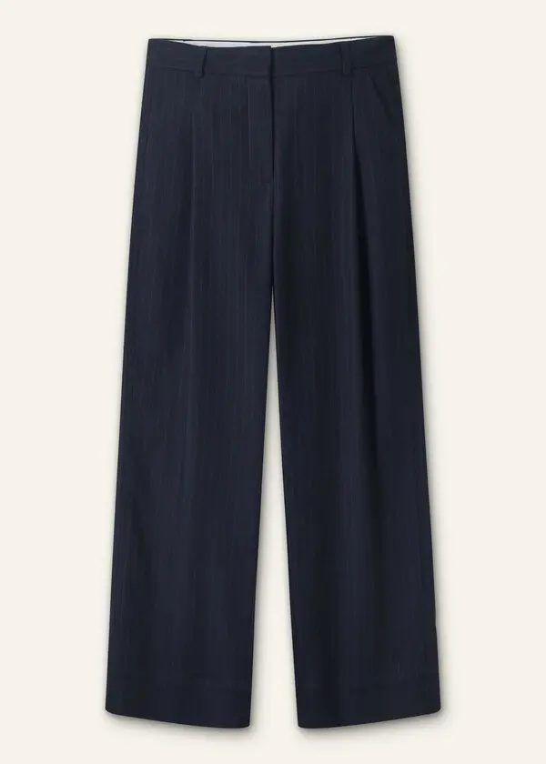 ME+EM Pinstripe Flannel Trousers - Navy Multi