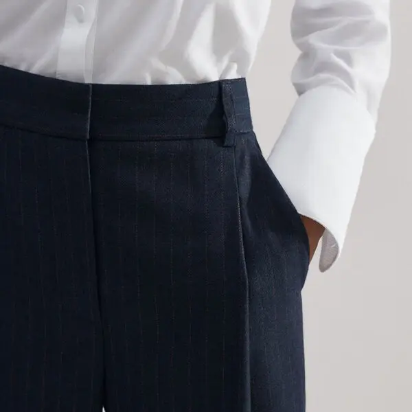 ME+EM Pinstripe Flannel Trousers - Navy Multi