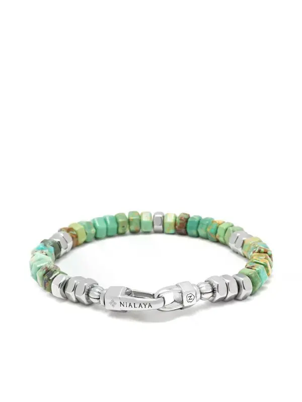 NIALAYA JEWELRY Hexagon Beaded Bracelet - Green