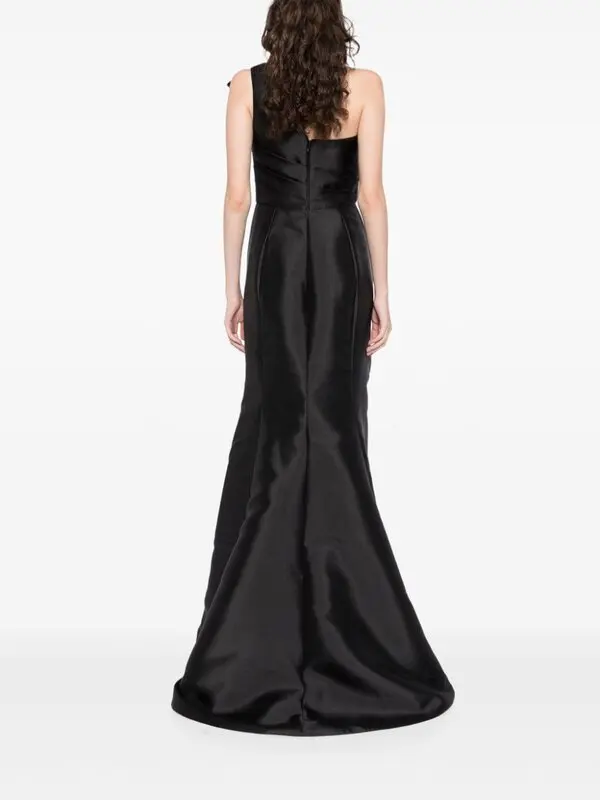 Amsale Mikado Draped Bodice Gown - Black