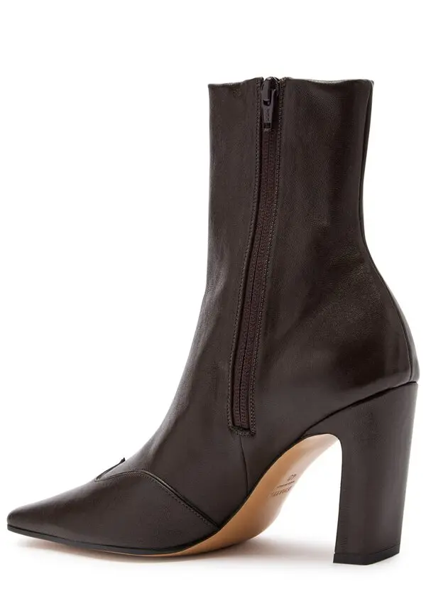 Khaite Nevada 85 Leather Ankle Boots - Brown