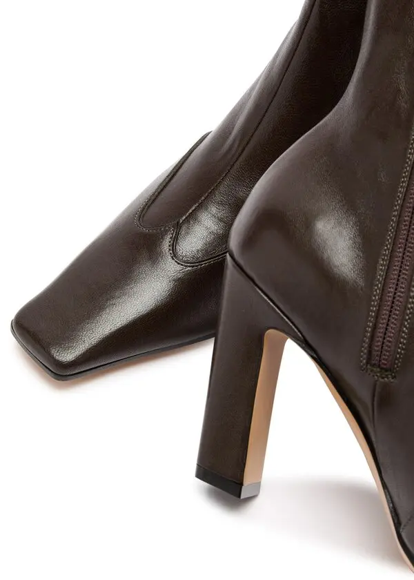 Khaite Nevada 85 Leather Ankle Boots - Brown