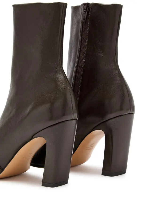 Khaite Nevada 85 Leather Ankle Boots - Brown