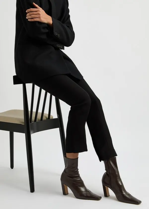 Khaite Nevada 85 Leather Ankle Boots - Brown