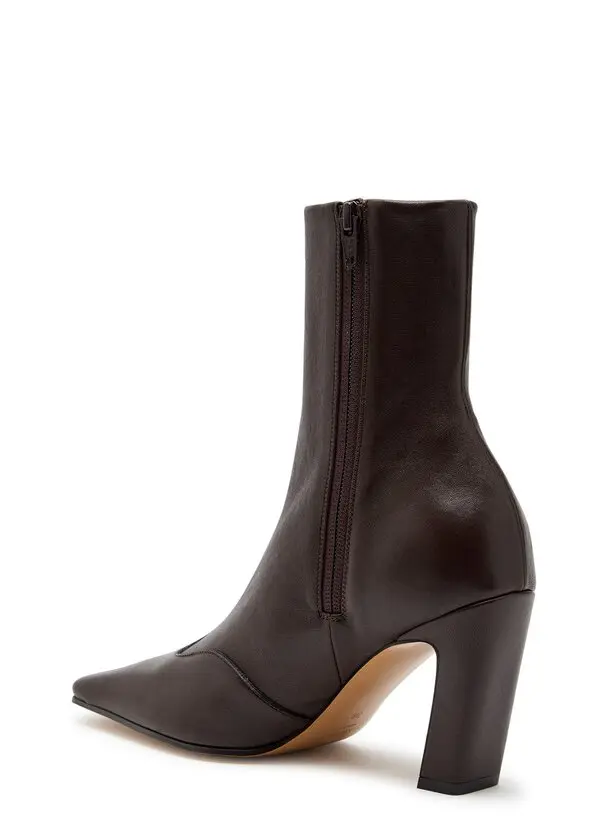 Khaite Nevada 85 Leather Ankle Boots - Brown