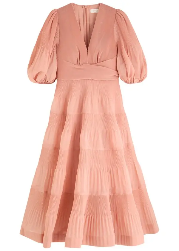 light pink summer midi dress Baby Pink Knit Midi Dress – Gabi Swimwear