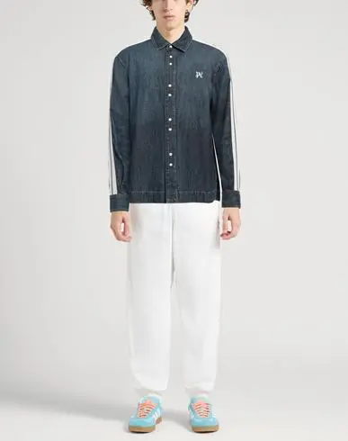 Palm Angels Denim Shirt With Side Stripe Detail - Blue