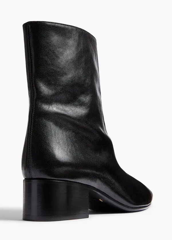 Khaite Andee Ankle Boot In Glazed Leather - Black