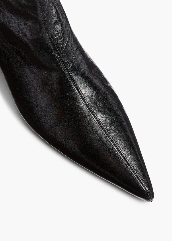 Khaite Andee Ankle Boot In Glazed Leather - Black
