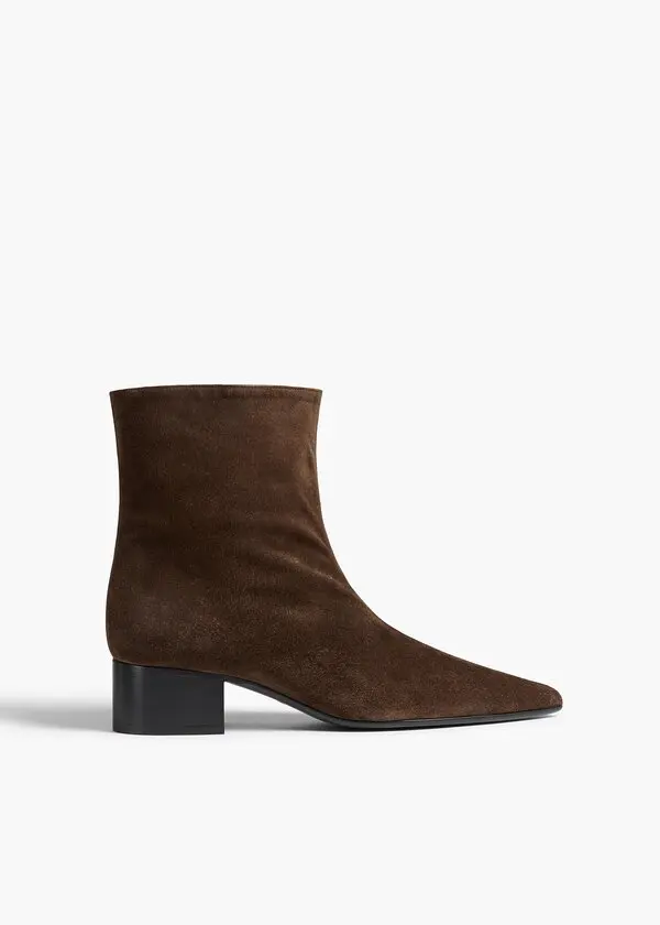 Khaite Andee Ankle Boot In Glazed Leather - Ebano