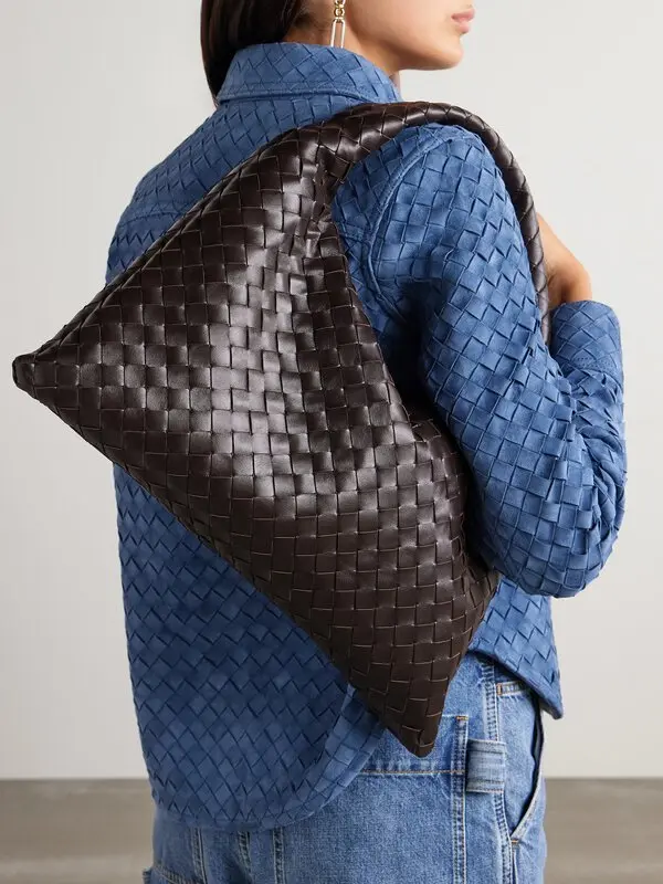 Bottega Veneta Hop Small Intrecciato Leather Tote - Brown