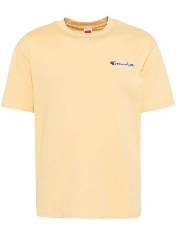GROUND ZERO Logo Print Cotton T-shirt - Yellow