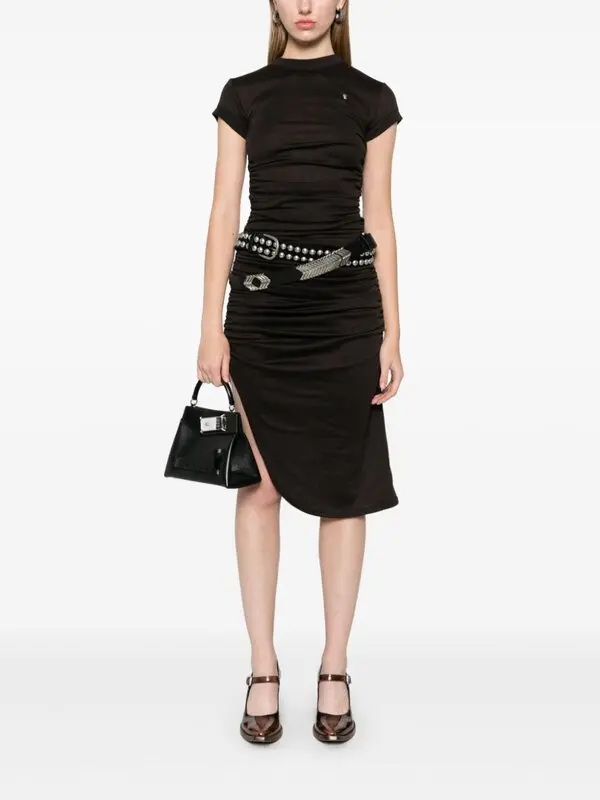 ELENA VELEZ Ruched Mini Dress - Brown