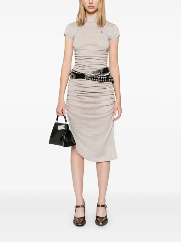 ELENA VELEZ Ruched Mini Dress - Neutrals